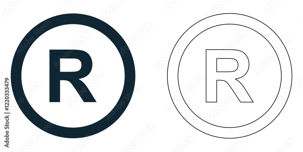 Registered trademark symbol, R icon vector pictogram symbol ui and ux ...