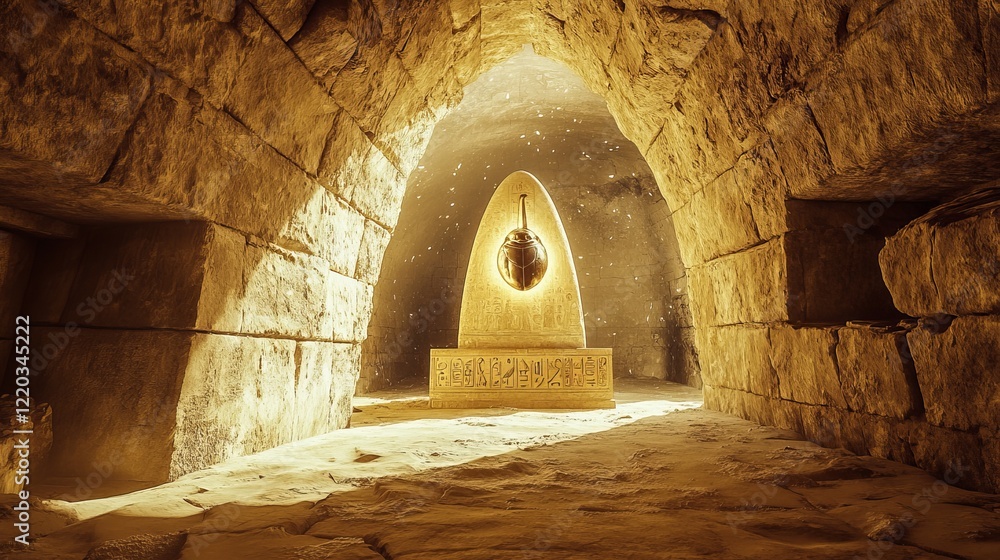 Magic ancient egypt portal with symbol of scarab and mystic light ...