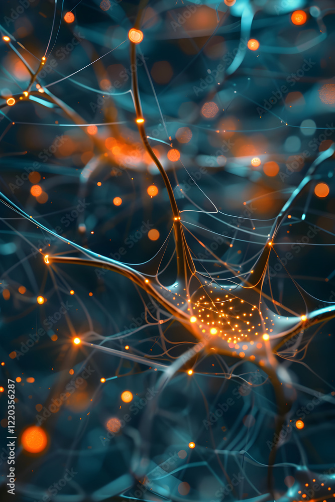 Illustration Showing a Complex Neural Network Architecture for AI and ...