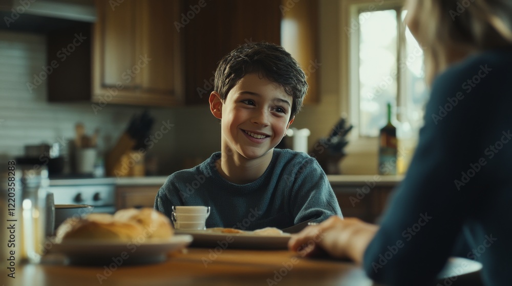 Teen girl introducing boyfriend to parents in kitchen. Vector cartoon ...