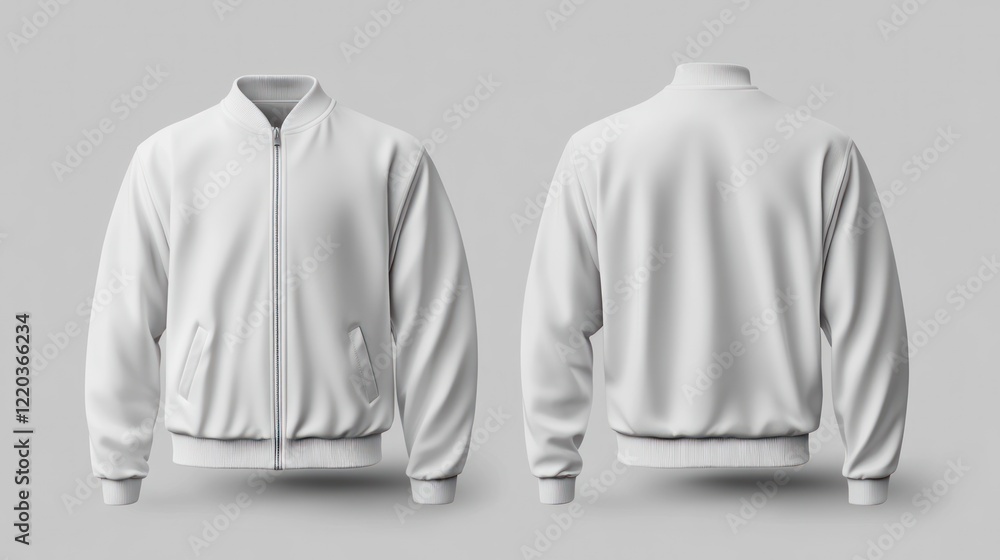 Ilustración de Stock White tracksuit jacket template, front and back ...