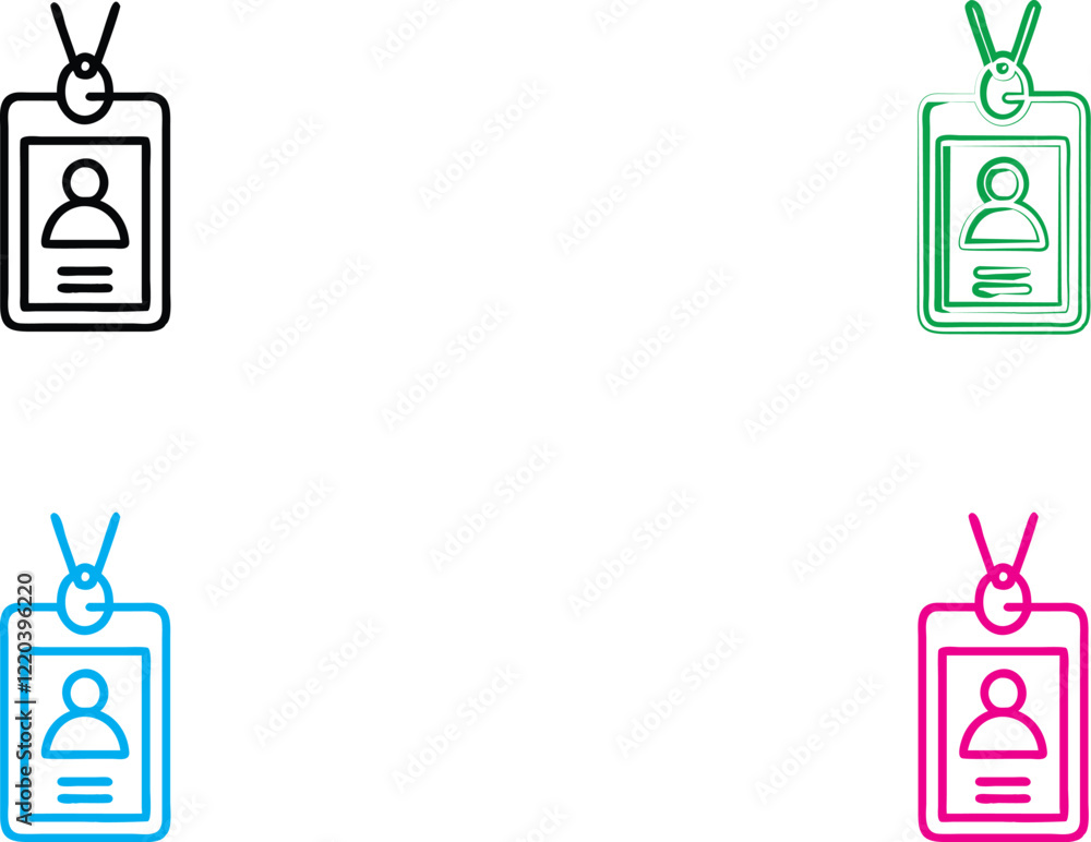 Vector de Stock Minimalist line art, ID badge icons, employee ...