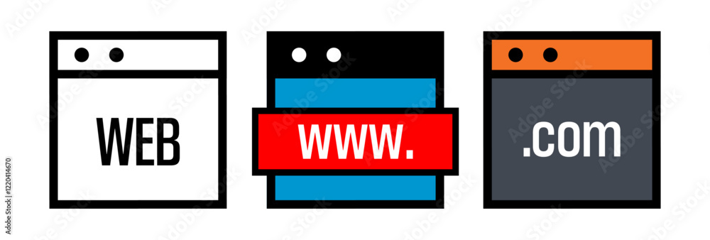 Minimalist icon set featuring bold web browser themes. Perfect for ...