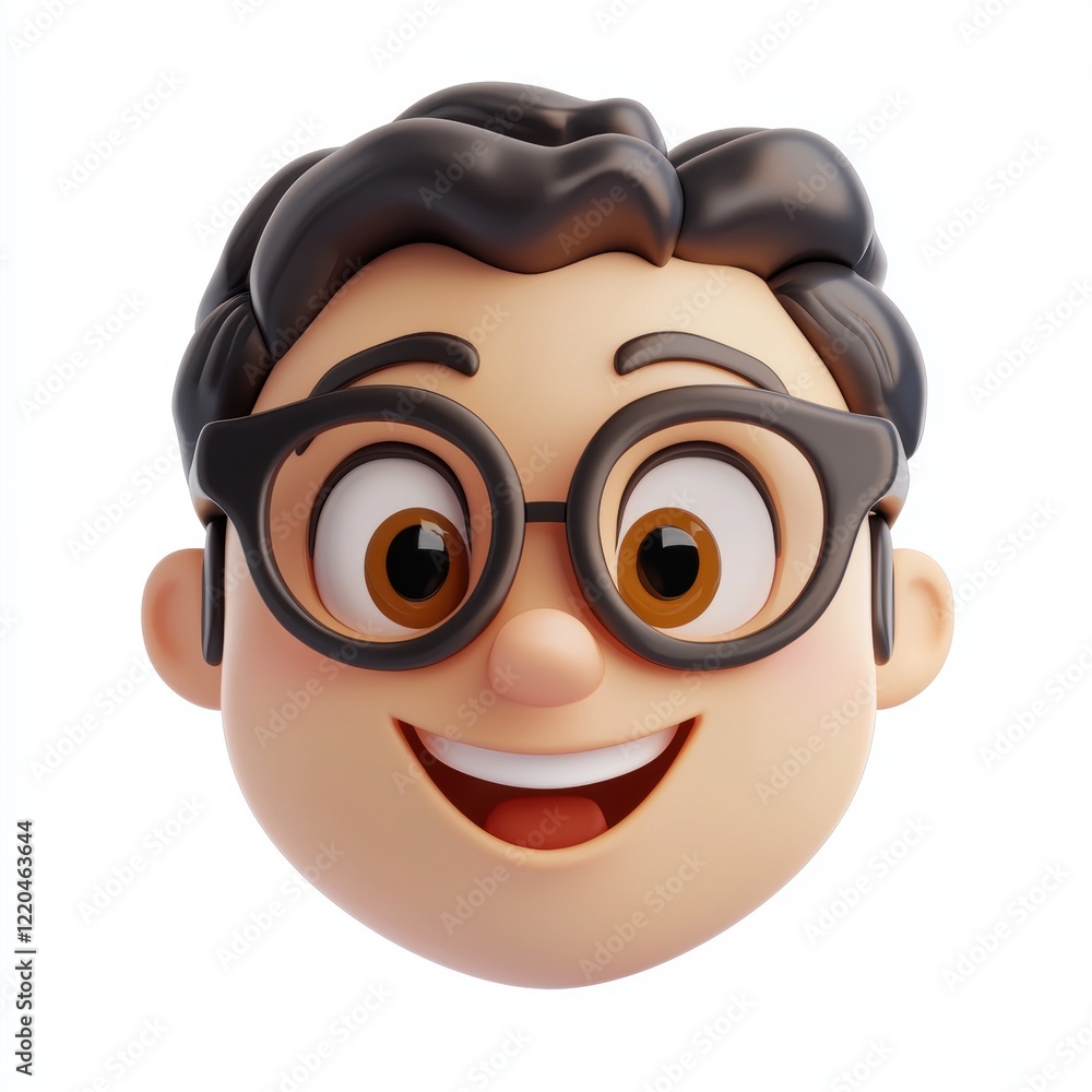 3D icon cartoon user avatar with a smiling face isolated on a white ...