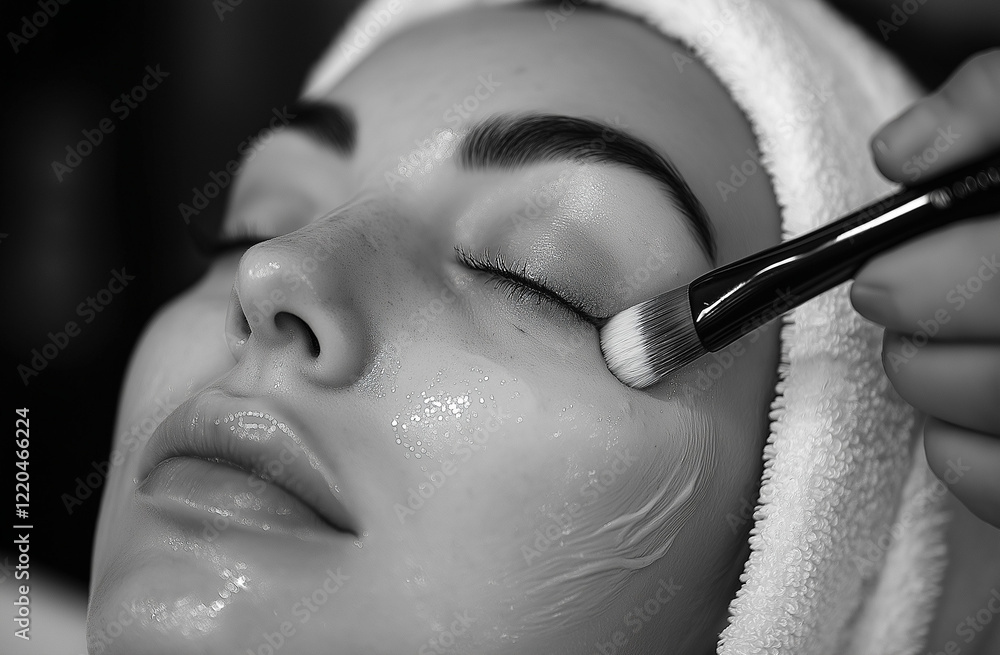 Professional Spa Facial Treatment with Woman Relaxing as Beautician ...