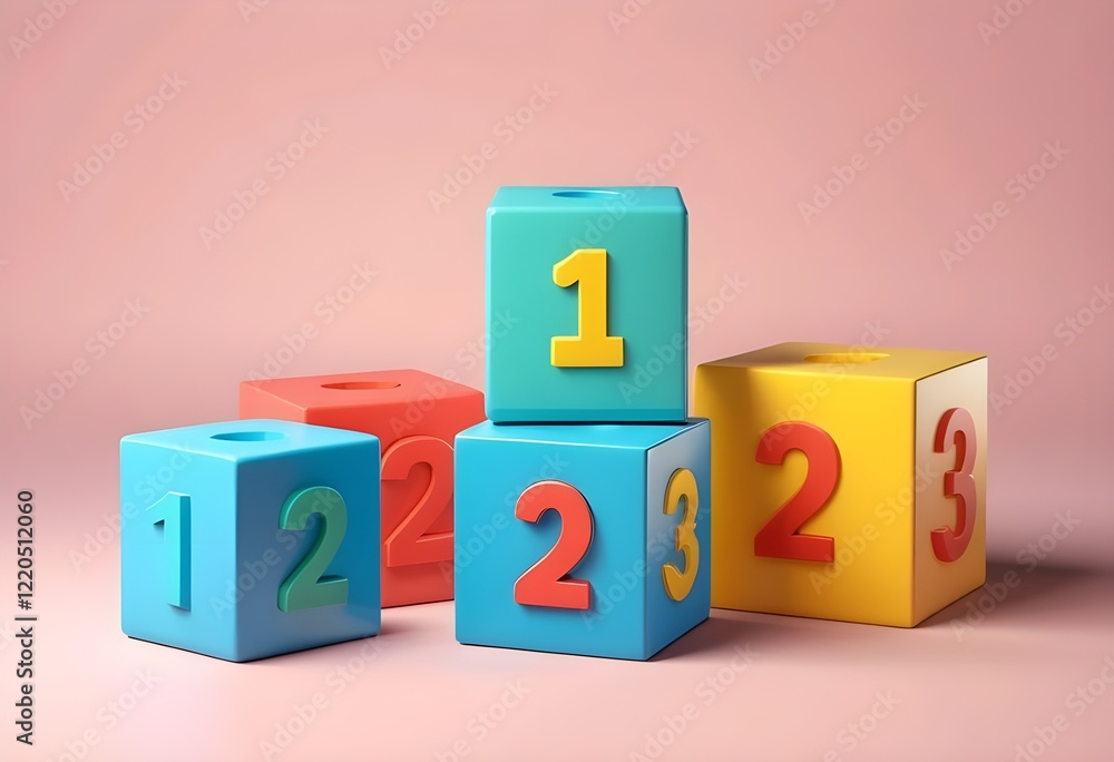 Preschool number 123 block 3d icon isolated on illustration png ...