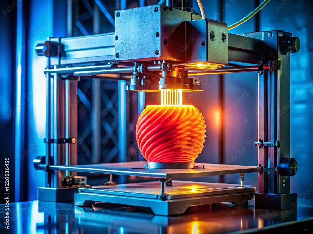 3d Printer In Action Low Light Photography Of Fused Deposition