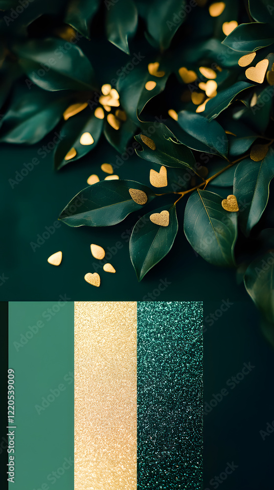 AI-generated color palette with a combination of emerald green, gold ...