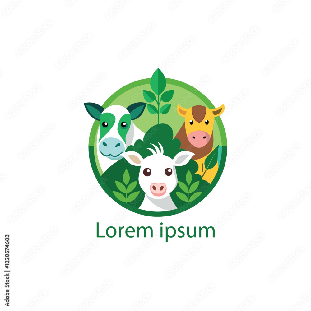Vector de Stock Farm animals logo. Vector illustration with cow, pig, goat and chicken ...