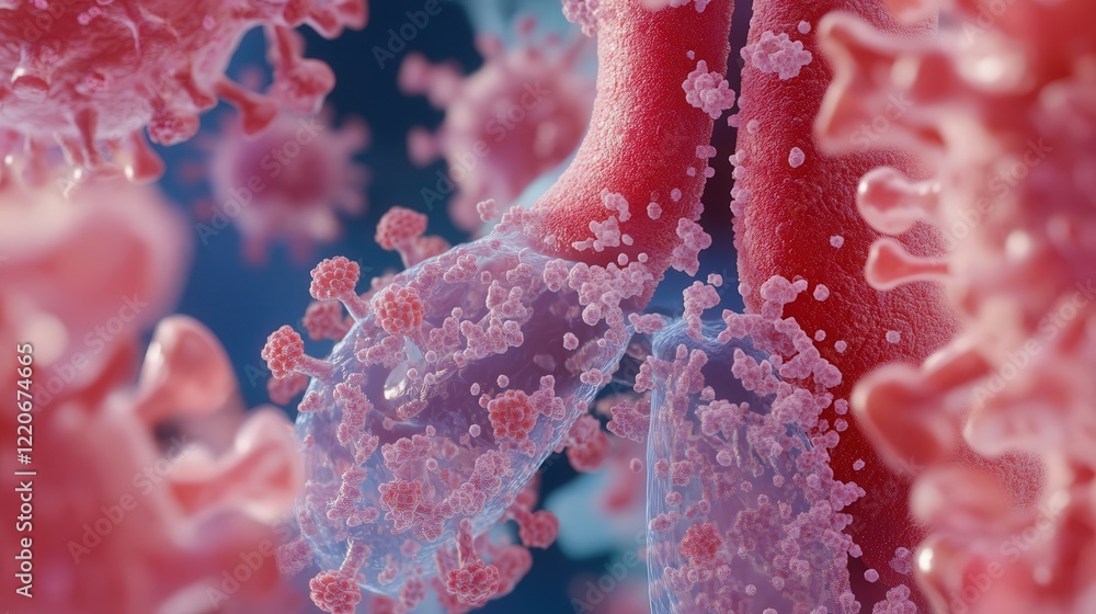 visualization of how viruses and bacteria are inhaled into the lungs ...
