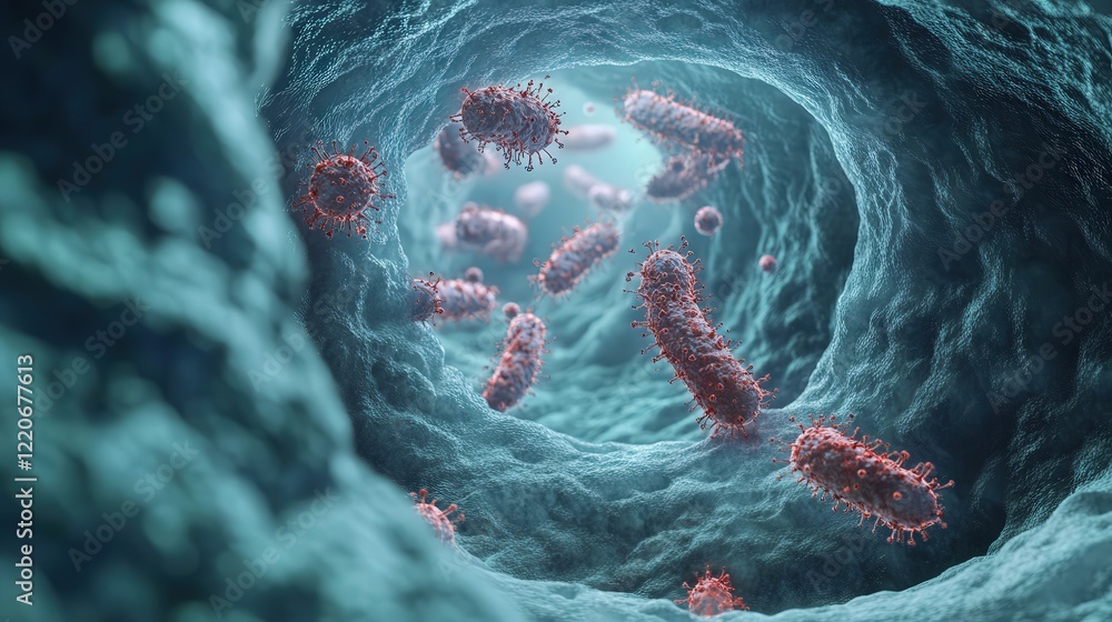 pathogens enter the lungs, showing the migration of viruses and ...