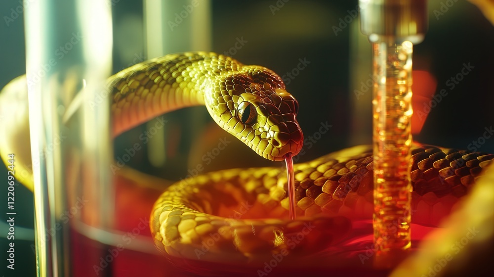 Foto de Stock scientists extract venom from snakes and identify its ...