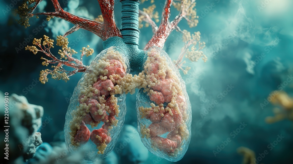 respiratory system showing how inhaled PM 2.5 dust particles settle in ...