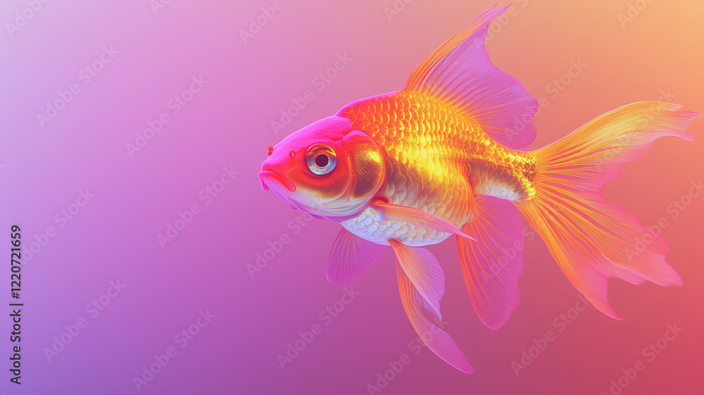 Goldfish digital illustration in realistic photo style. Goldfish ...
