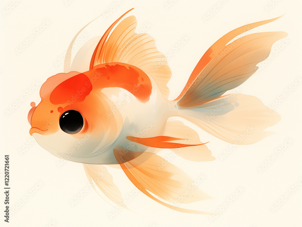 Oranda goldfish digital illustration. Goldfish concept poster. AI ...