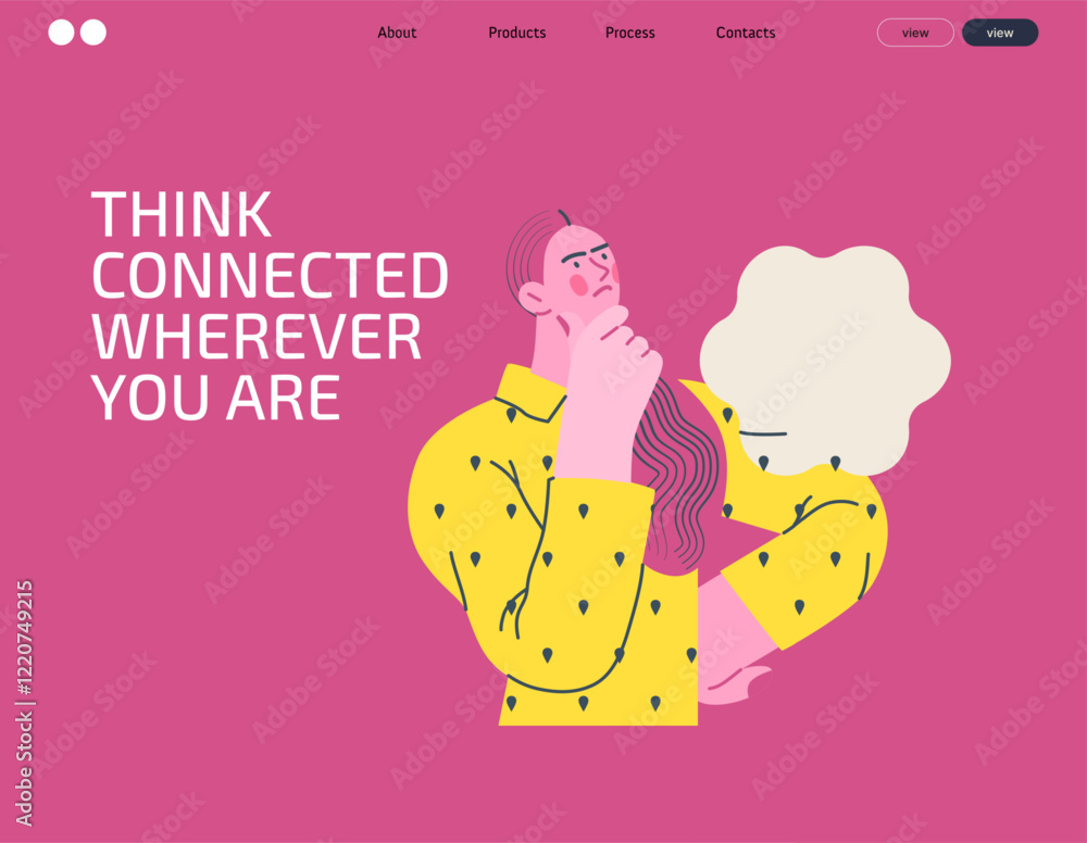 Thinking people, modern flat vector concept illustration- woman ...