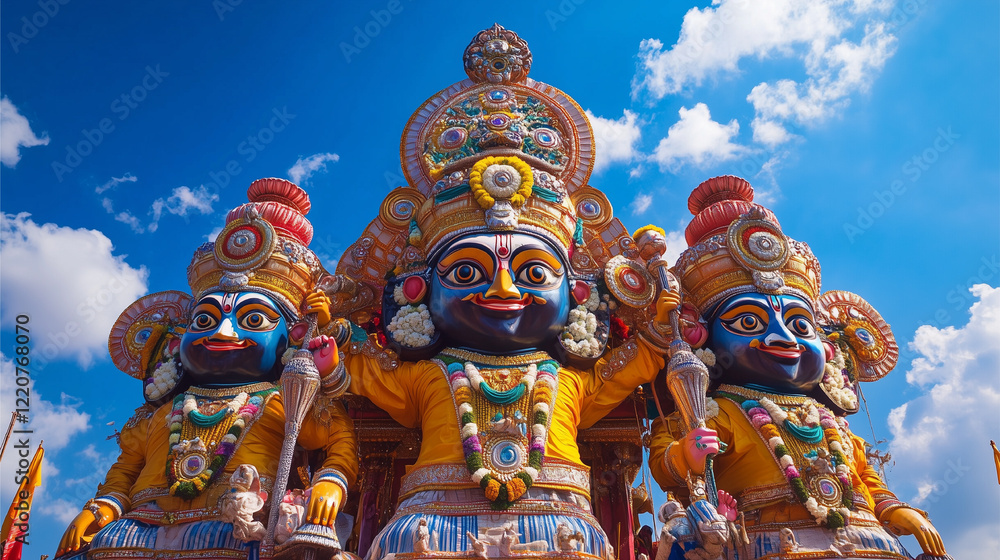 Shree Jagannath Festival, statues of deities Jagannath, Balabhadra, and ...