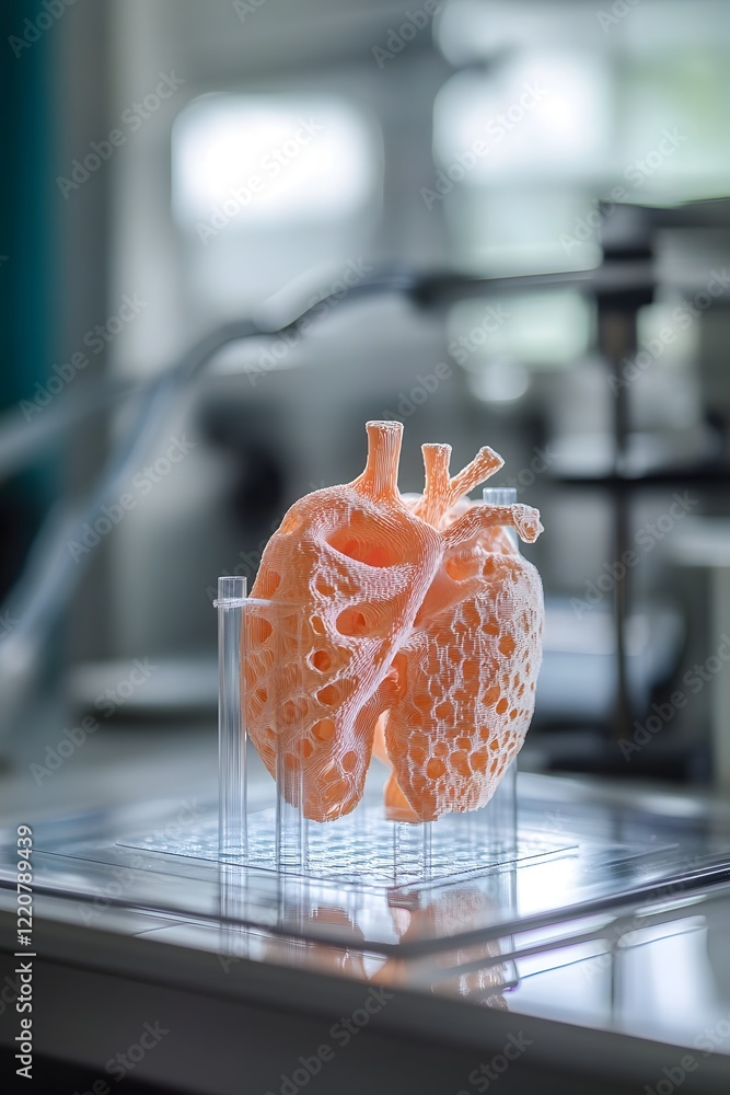 3D-Printed Organ Model Showcased in a Futuristic Laboratory Setting ...
