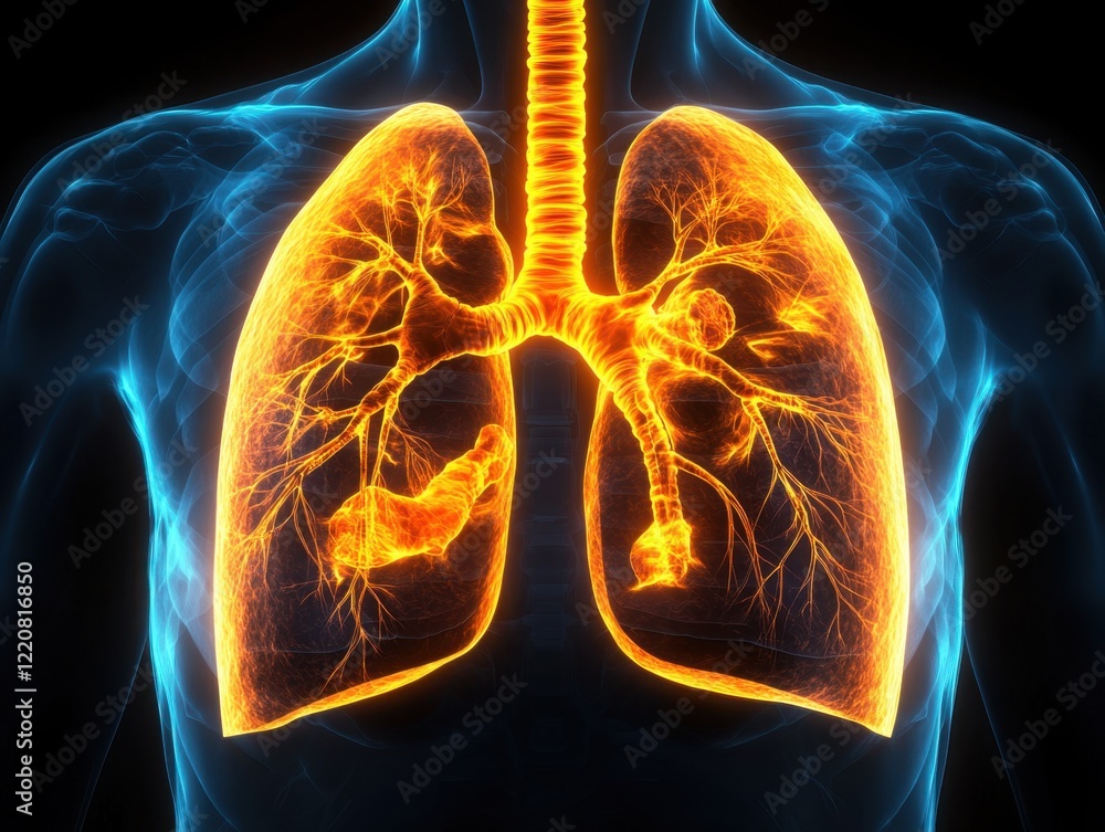 Medical Diagram Detailed Anatomy of the Chest, Illustrating Chronic ...