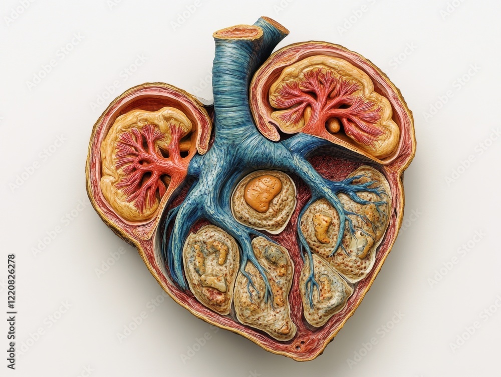 Detailed Cross-Sectional Anatomy of a Human Kidney Visual Guide Showing ...