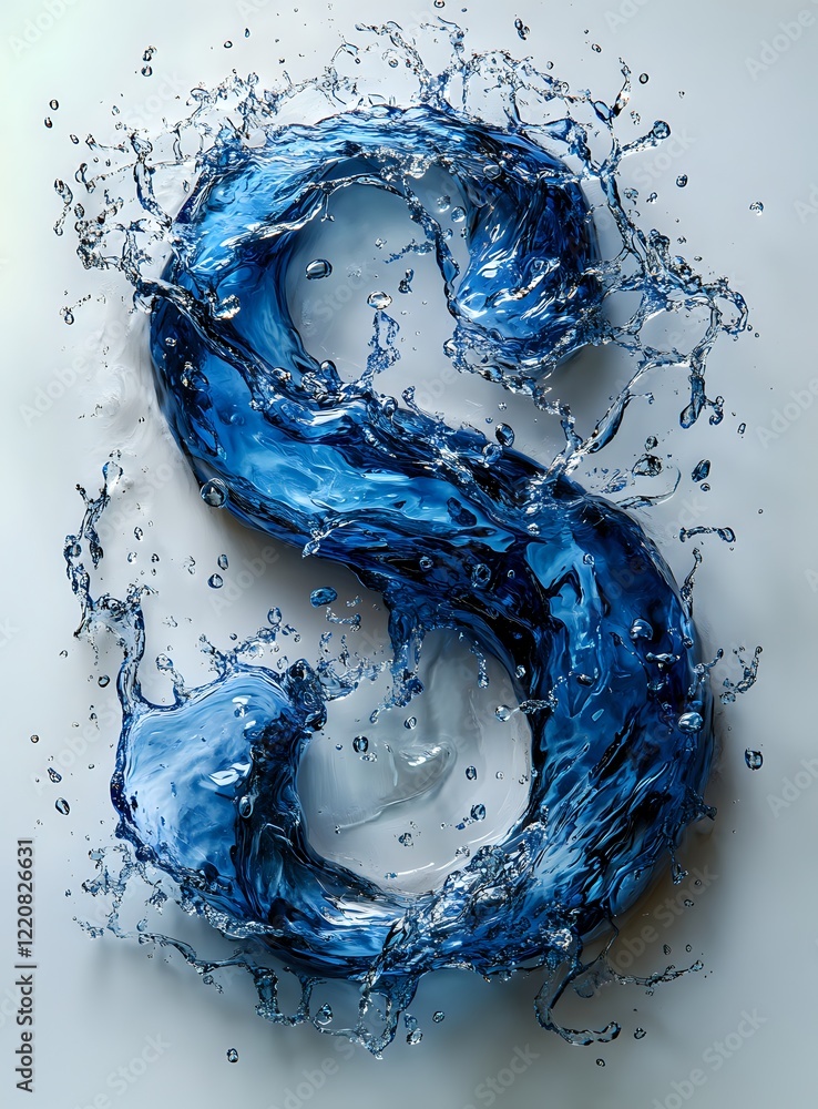 Liquid Letter S: Water Splash Stock Illustration | Adobe Stock