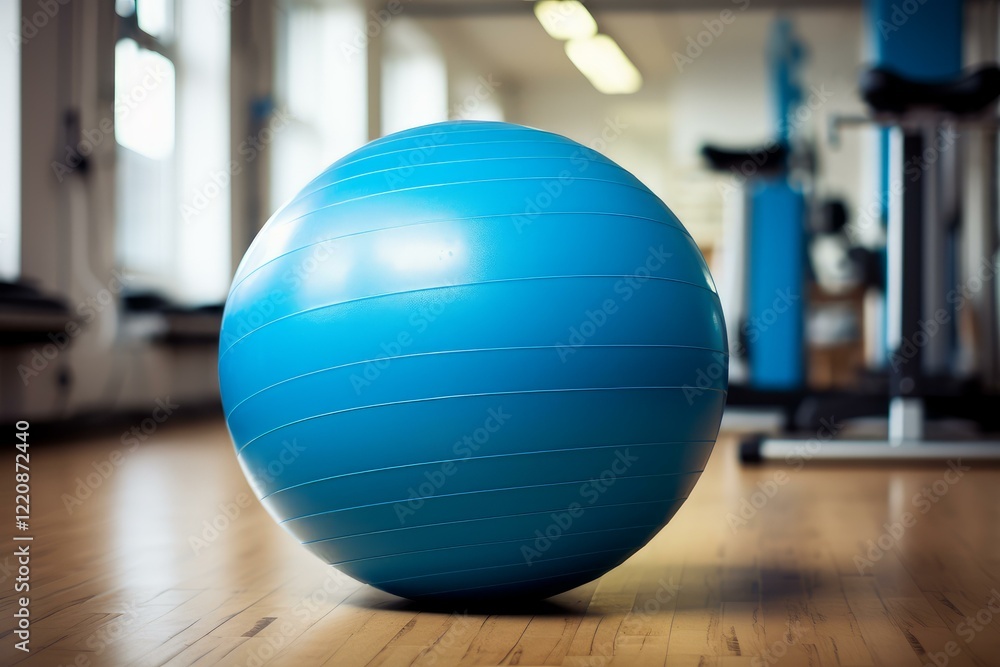 Large inflatable fitness ball sits on the floor of a gym, ready for ...