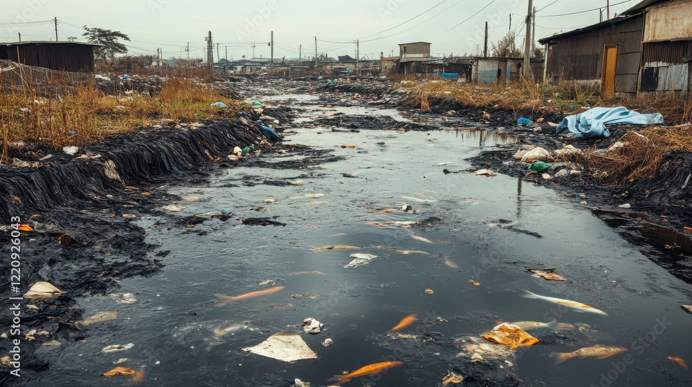 Environmental pollution cleanup efforts urban river photo series ...