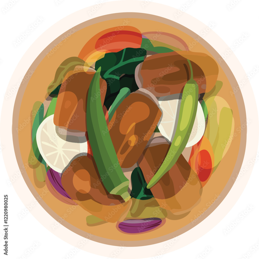 Sinigang. Tamarind Broth With Pork and Vegetables. Filipino food ...