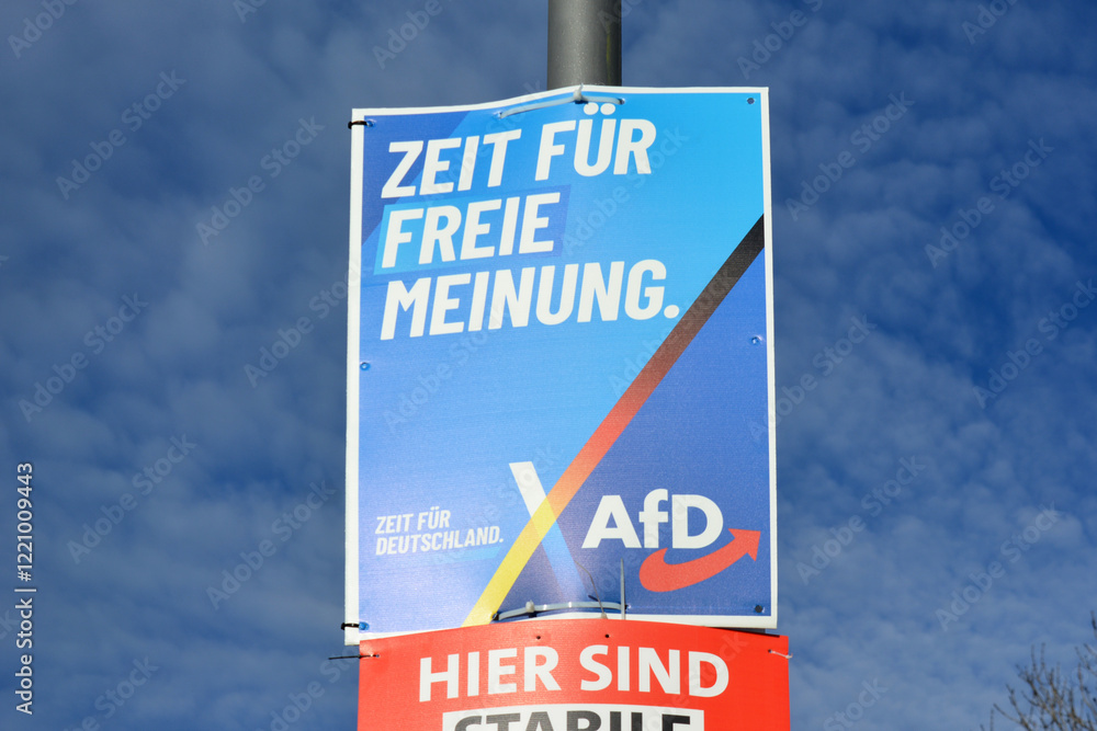 Heidelberg, Germany - January 25th 2025: Poster for federal parliament ...