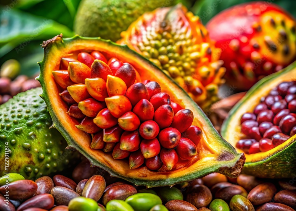 Peruvian Pacay Fruit: Portrait of Inga feuilleei Pods & Seeds Stock ...