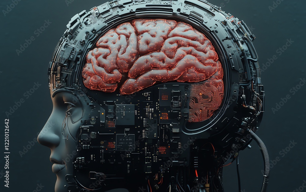 Neuralink brain implant concept, 3D chip insertion, machine learning ...