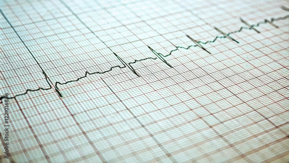 Close-up View of an Electrocardiogram Reading Showing a Detailed ...