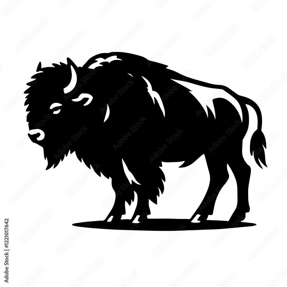 American Bison Silhouette: A powerful and majestic American bison ...
