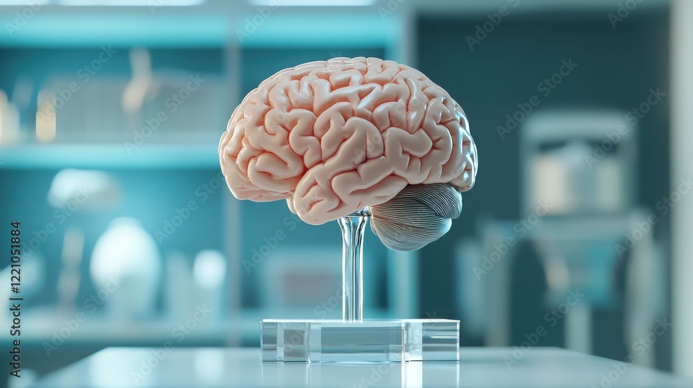 Front view of a 3D brain model showing the sensory regions, including ...