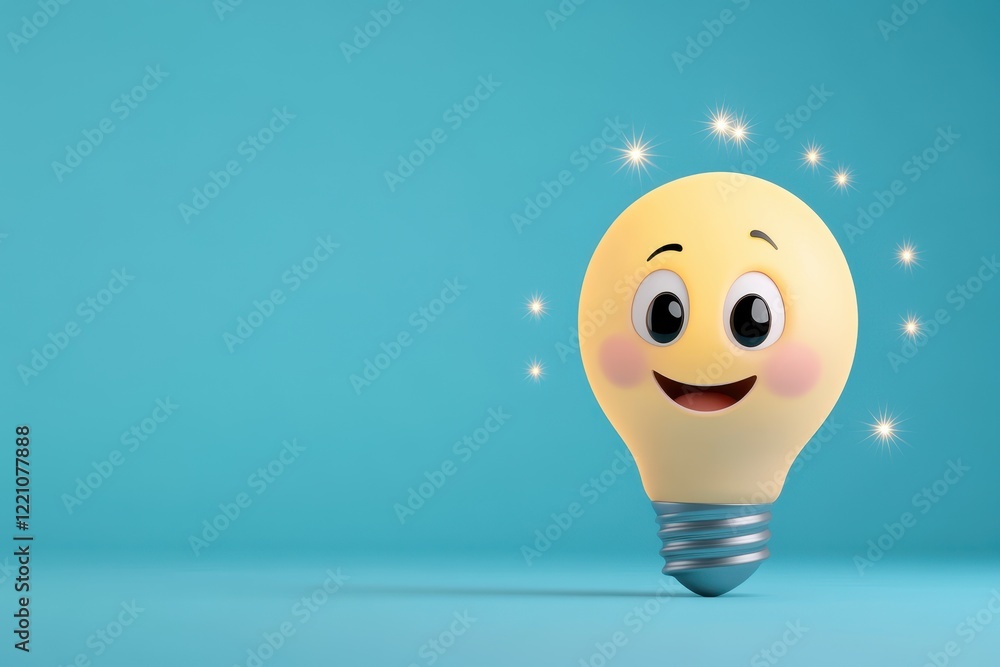 Light bulb smiley face cartoon illustration bright idea concept ...