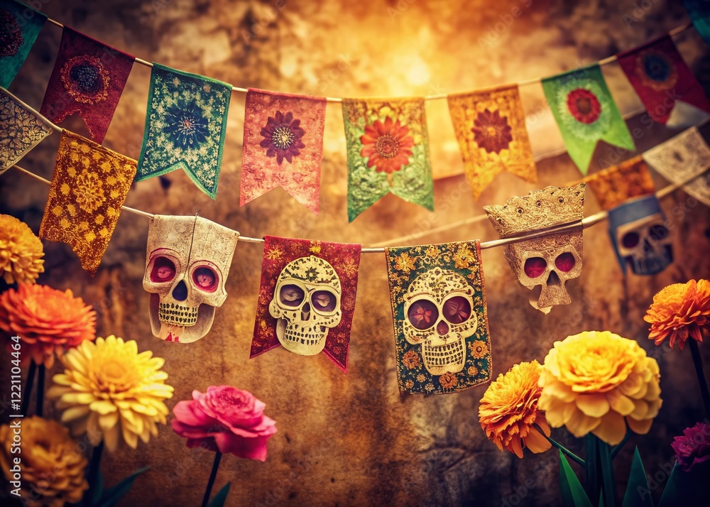 Vintage Dia de los Muertos Flag Decorations: Hispanic Heritage Month ...