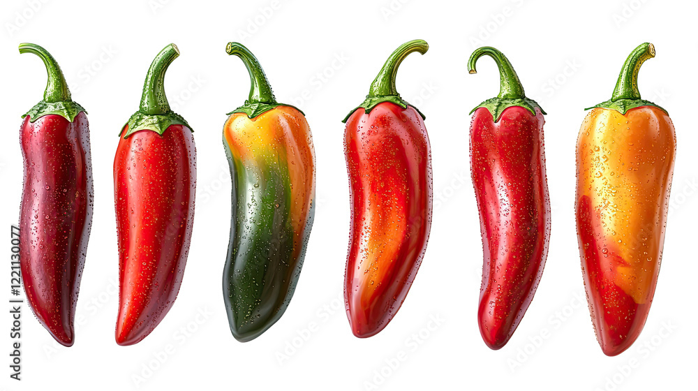 Chili Pepper Spectrum: A vibrant display of chili peppers showcases a ...