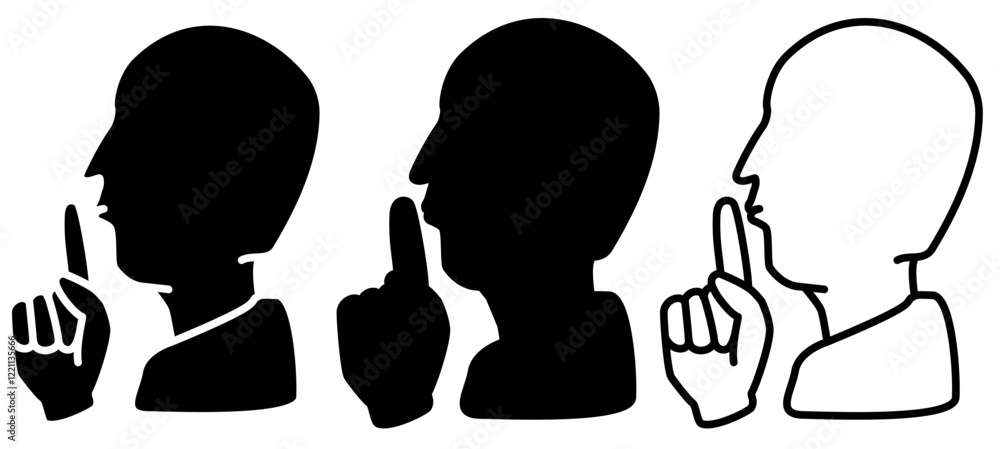 silence icon, simple flat style, illustration, logo sign symbol ...