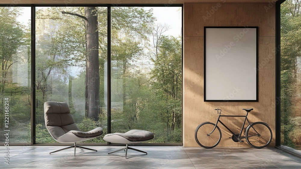 Modern interior design framework model, ISO paper size poster on living ...