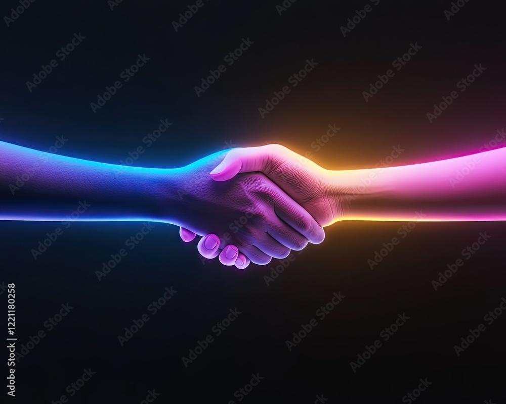 Rainbow handshake unity, glowing hands with pride, equality connection ...