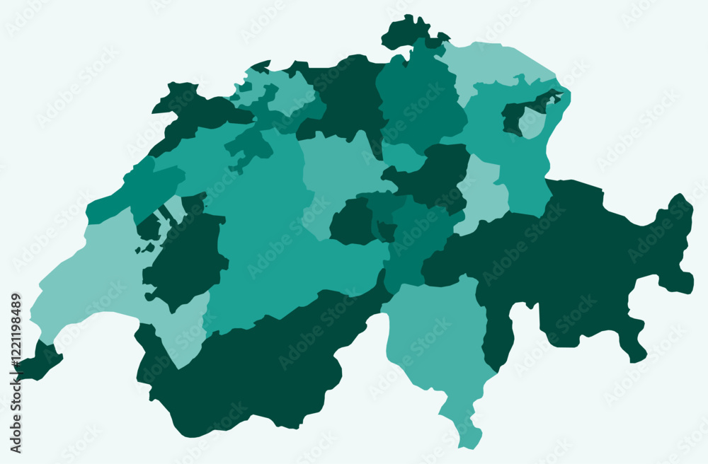 Map of Switzerland with regions. A simple country border map with ...