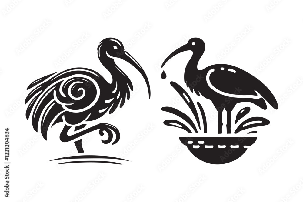 Elegant Glossy Ibis Silhouette Vector Pack for Print & Web Projects ...