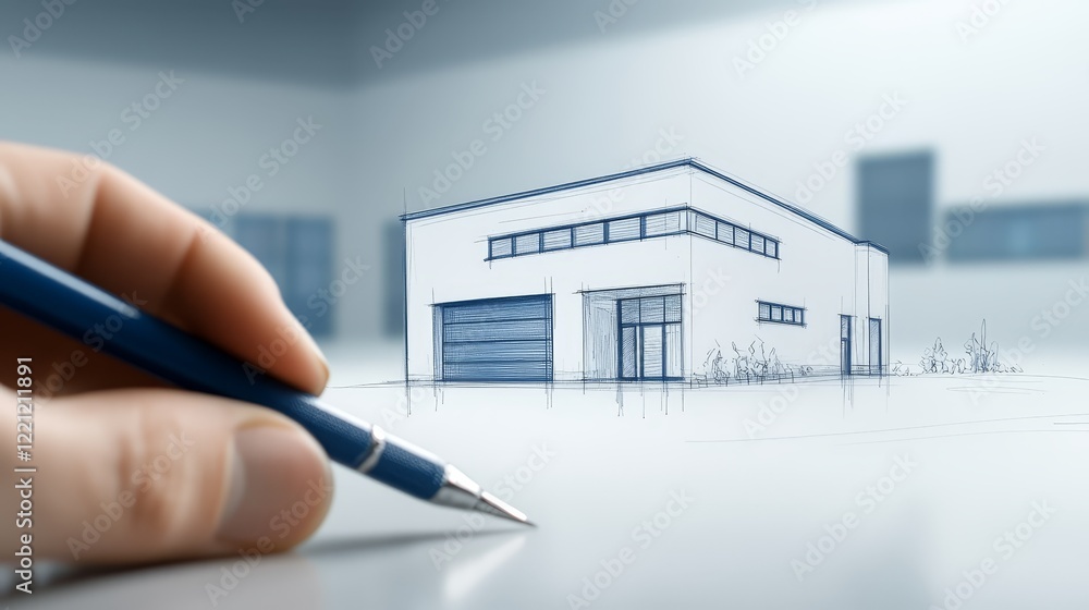 Hand drawing house plan on whiteboard, architecture, construction, real ...