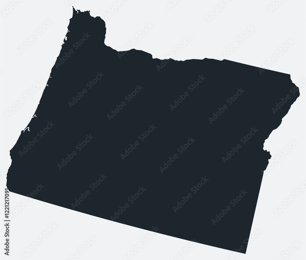 Oregon map. Just a simple border map. Shape of the state. Flat blank ...