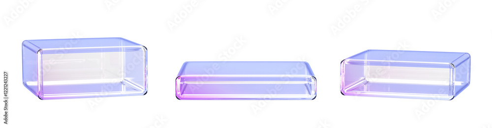 3d glass transparent clear stand podium display box isolated render ...