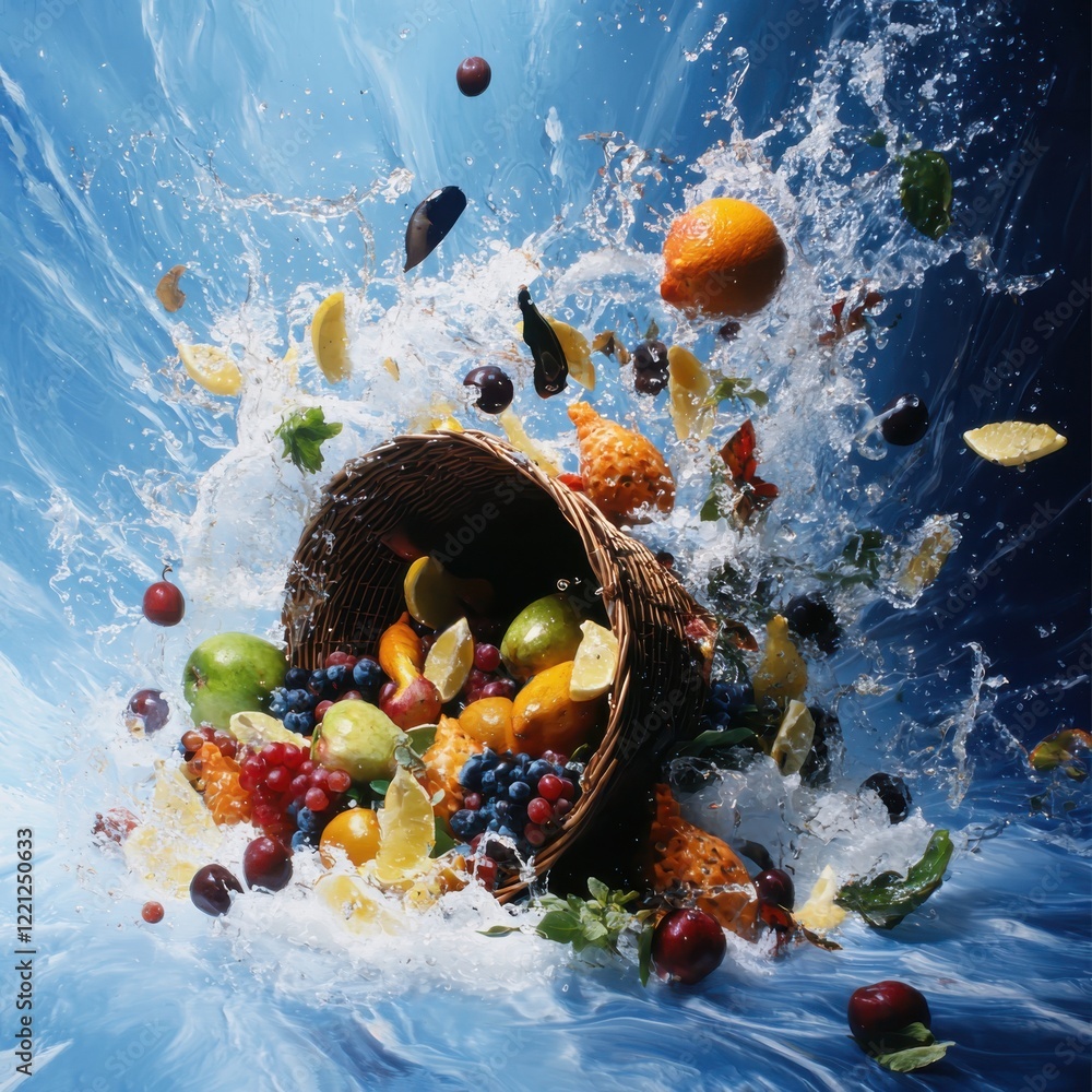 Overflowing cornucopia symbolizing financial growth underwater setting ...