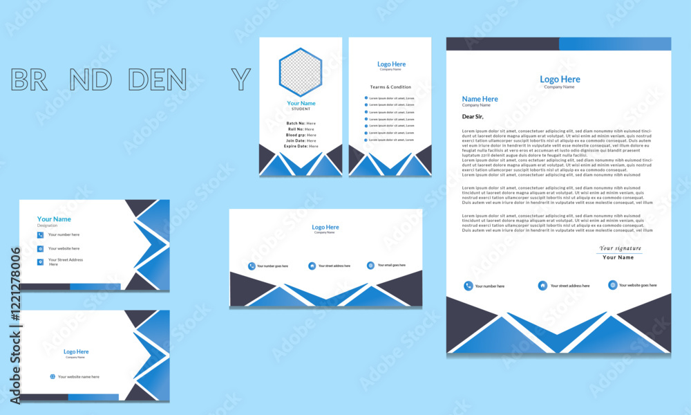 Corporate brand identity and office stationary, business card, id card ...
