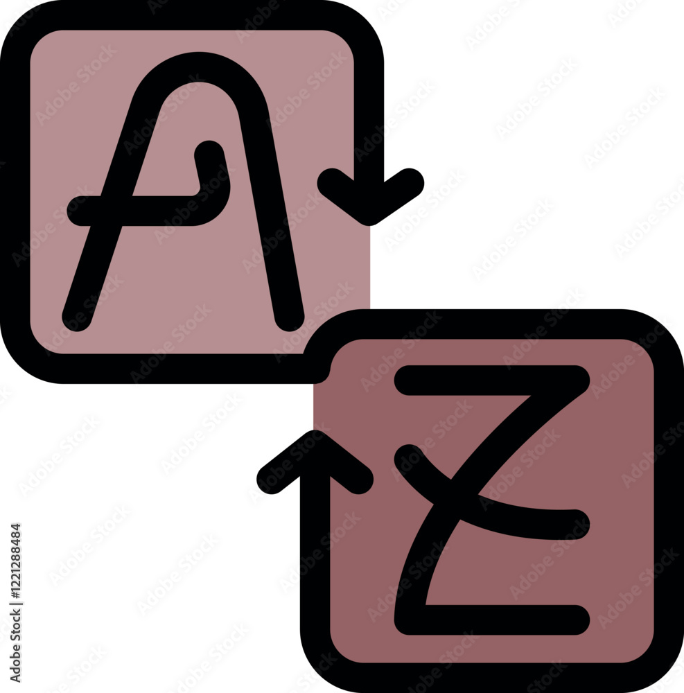 Language translation process converting letter a to z, symbolizing ...