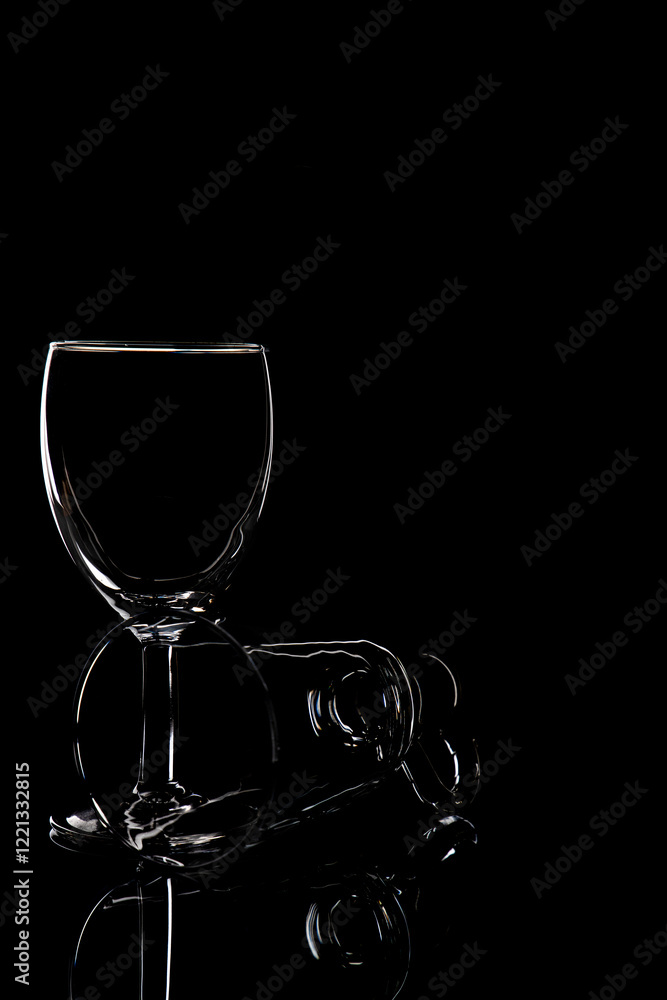 wine glass photography behind a solid background. Glass outline ...