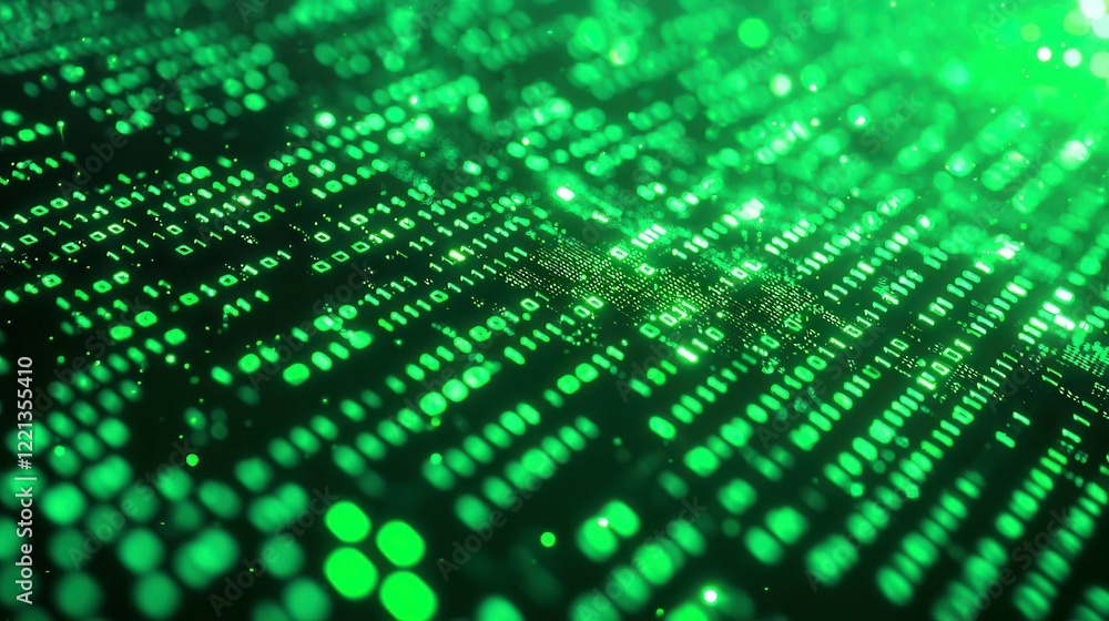 Cascading Emerald Code, an abstract digital matrix with flowing green ...